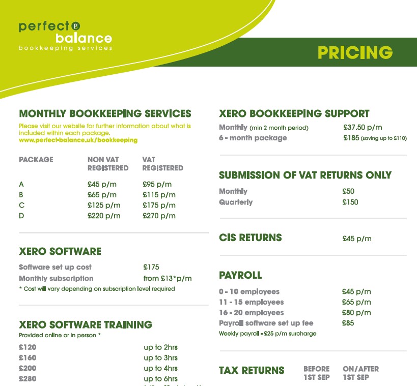 Pricing | Perfect Balance Bookkeeping